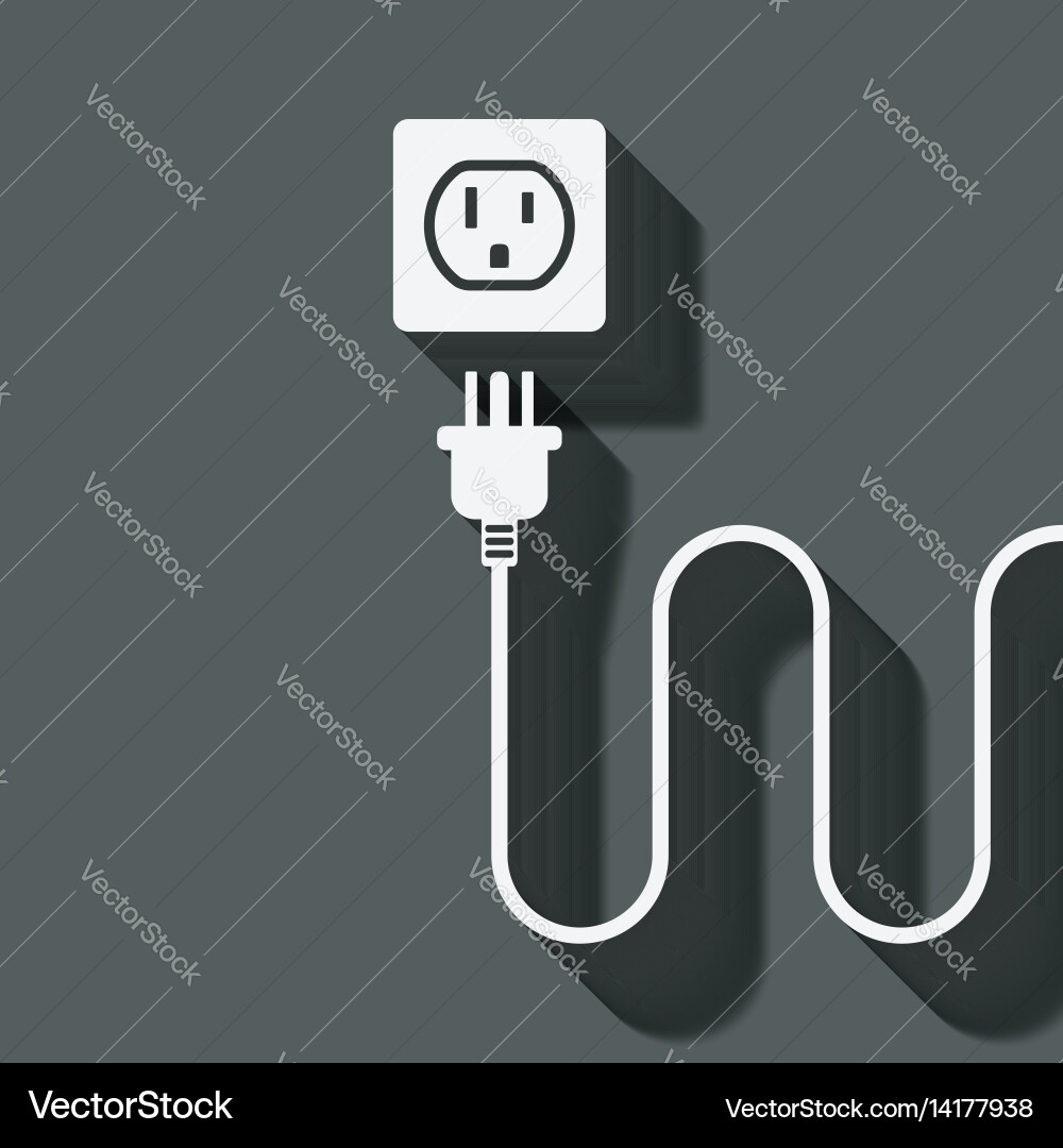 Electric wire with plug near outlet Royalty Free Vector