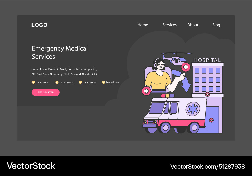 Emergency medical services concept flat Royalty Free Vector