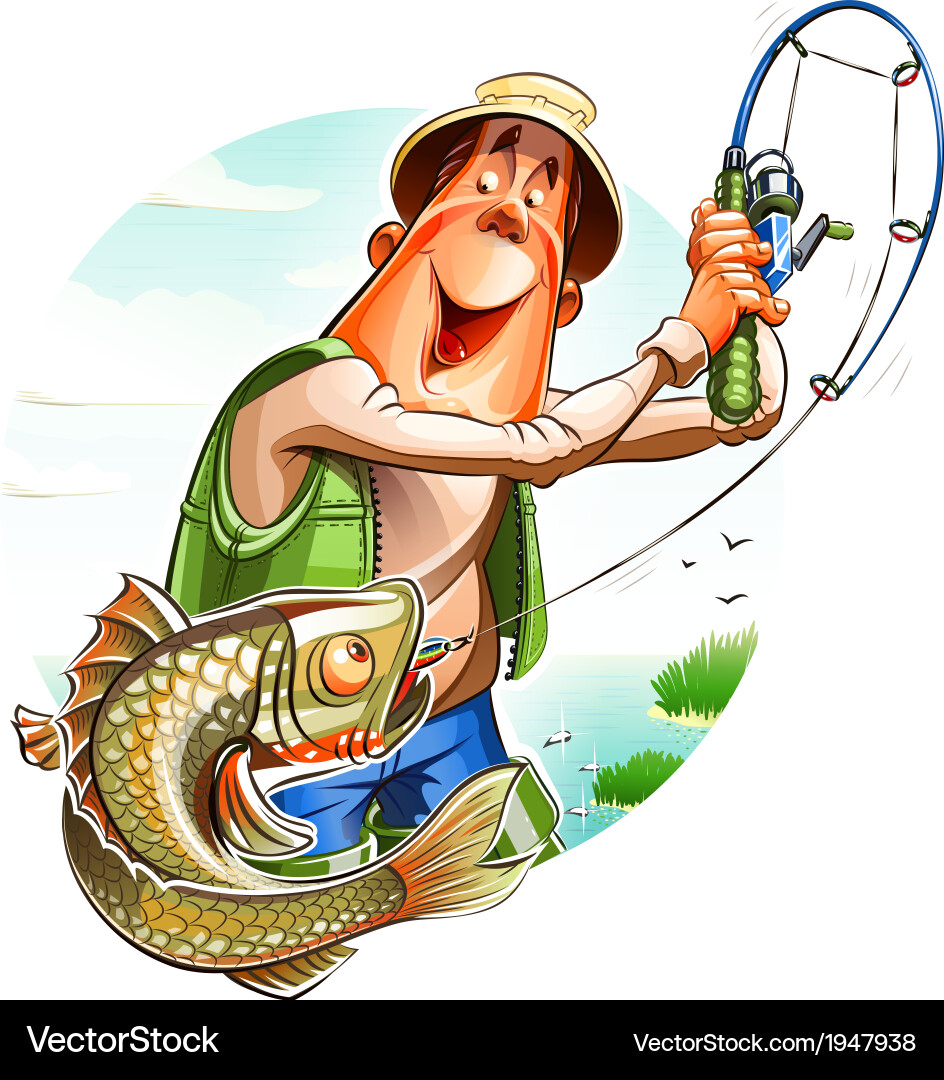 Fisherman and fish Royalty Free Vector Image - VectorStock
