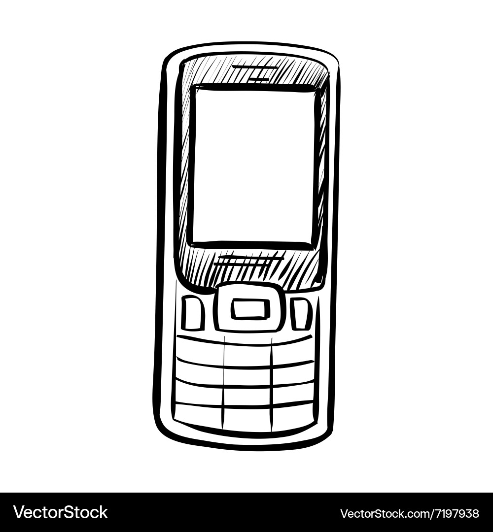 Hand drawn sketch of doodle phone Royalty Free Vector Image