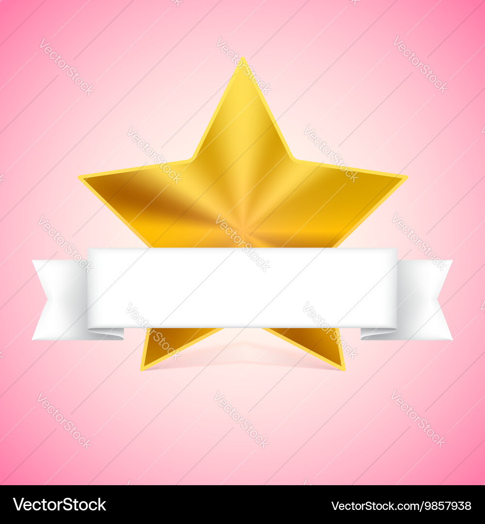 Metal star label with ribbon Royalty Free Vector Image