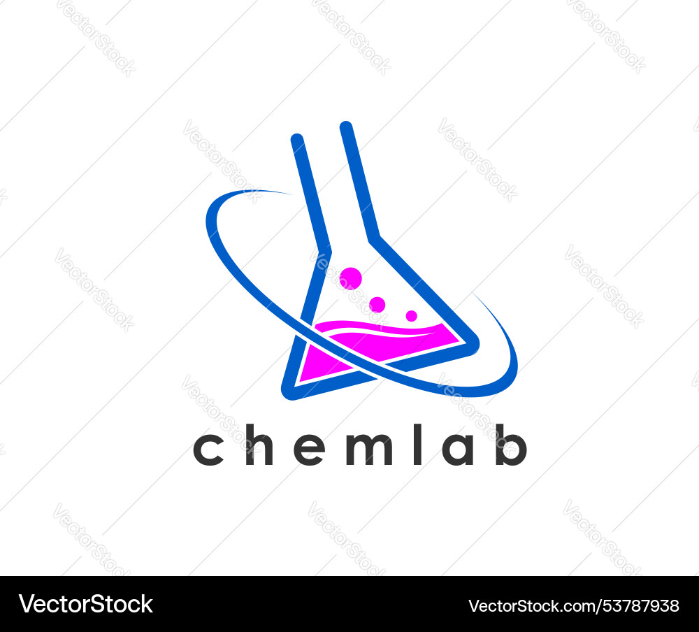 Science lab icon of laboratory glass flask Vector Image