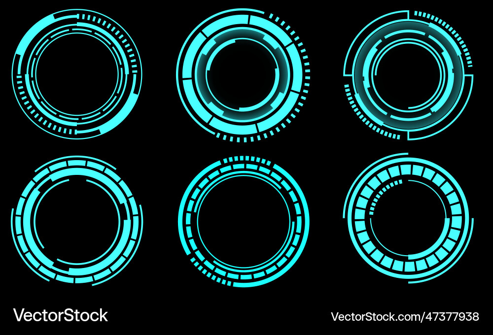 Set of sci fi circle user interface elements Vector Image
