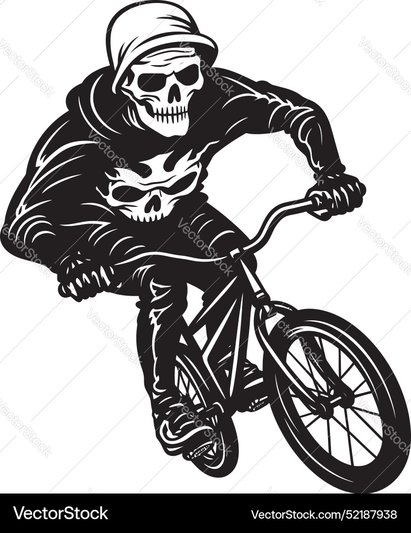 Skeletobike skeleton bmx cyclist black icon bone Vector Image