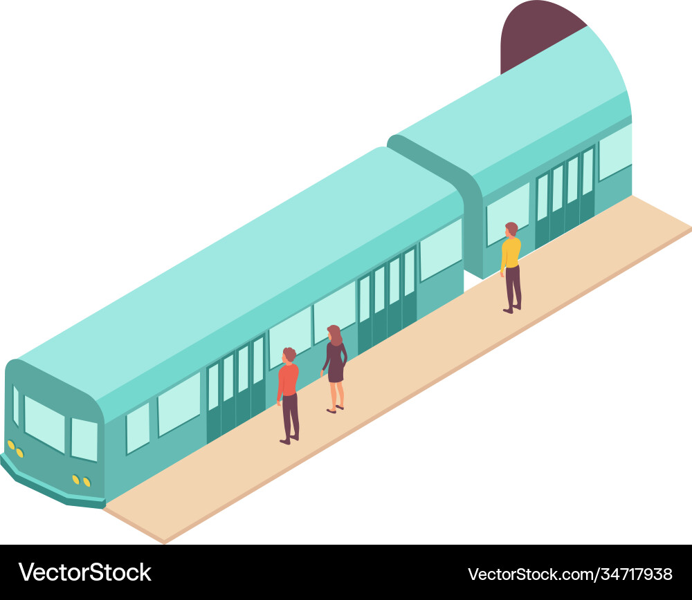 Subway station train composition Royalty Free Vector Image