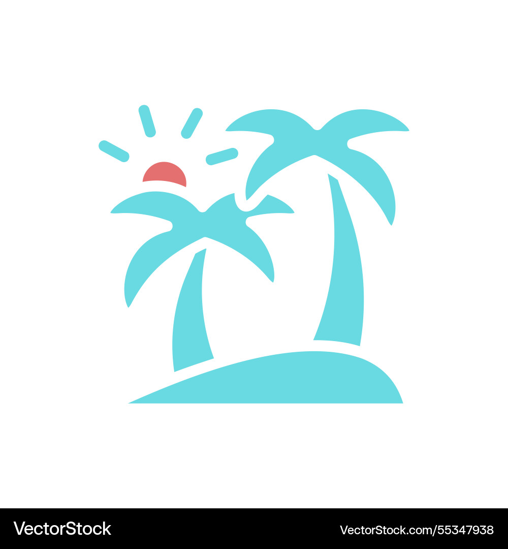 Tropical paradise with palm trees icon Royalty Free Vector