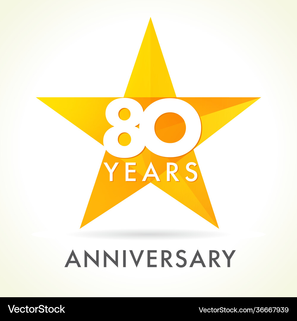 80 anniversary star logo Royalty Free Vector Image