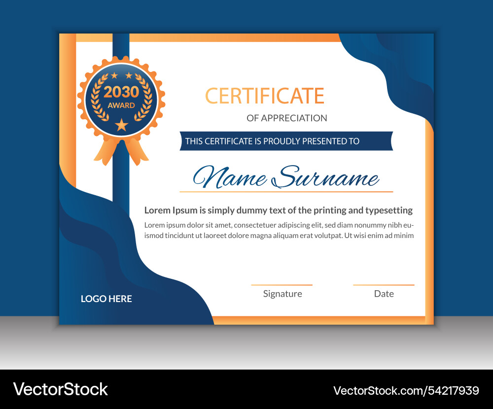 Academic certificate design template Royalty Free Vector