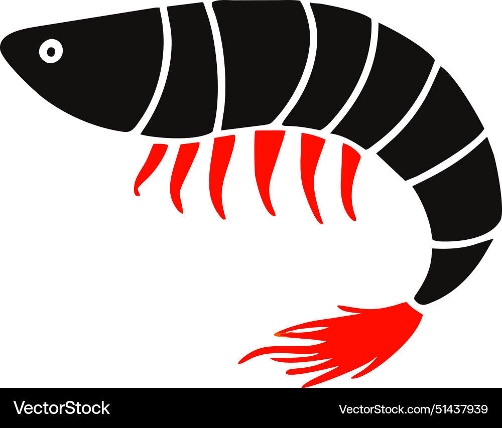 Amano shrimp prawn black icon Royalty Free Vector Image