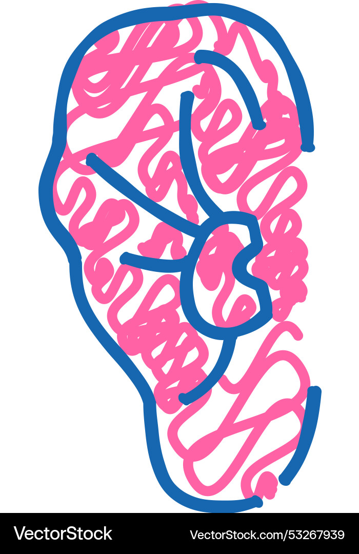 Broken wrestler boxer ear icon doodle Royalty Free Vector