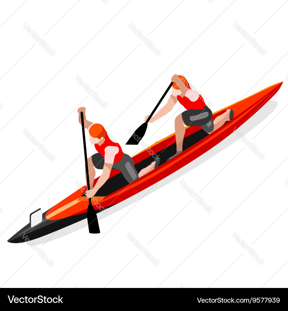 Canoe double 2016 sports isometric 3d Royalty Free Vector