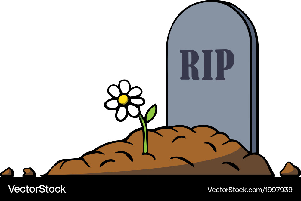Cartoon grave with tombstone and flower Royalty Free Vector