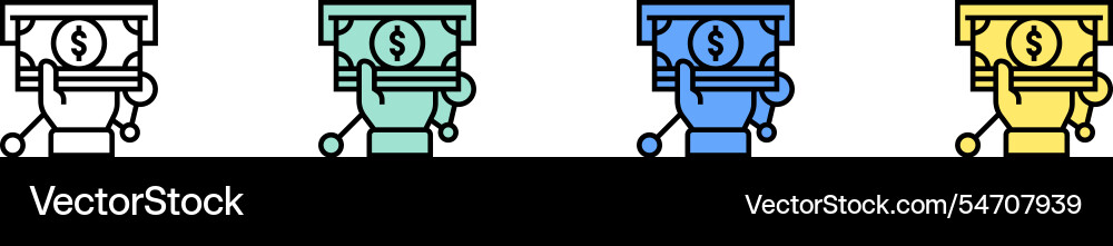 Compensation icon outline green blue and yellow Vector Image
