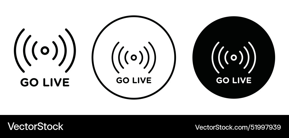 Go live outline icon collection or set Royalty Free Vector