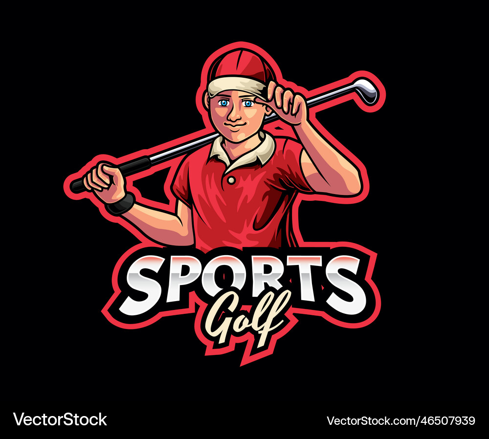 Golf sport mascot logo design Royalty Free Vector Image