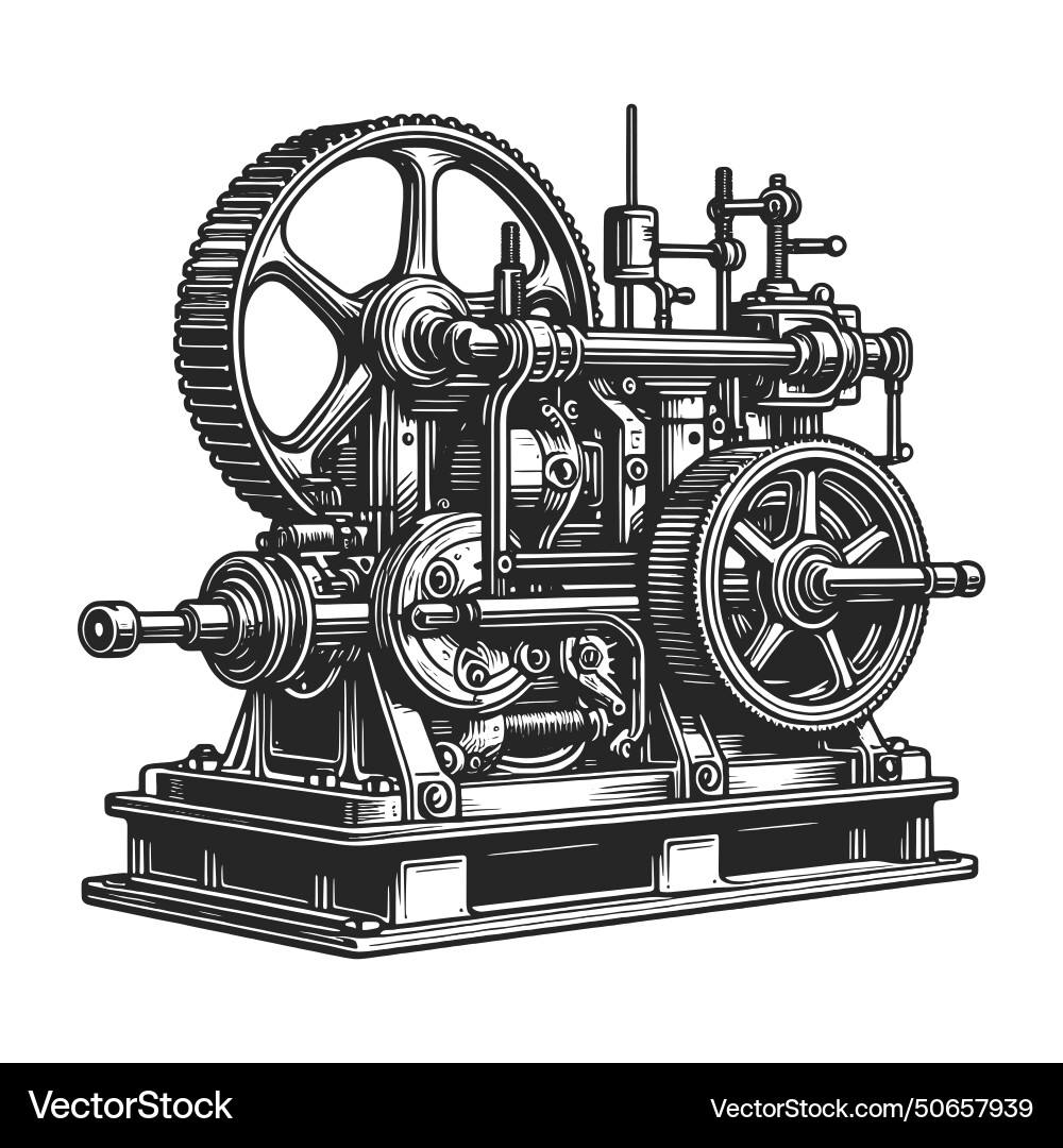 Intricate industrial machinery sketch Royalty Free Vector