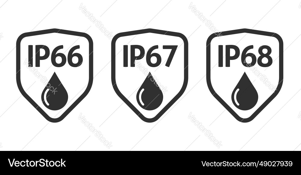 Ip68 ip67 ip66 icon water resistant protection Vector Image