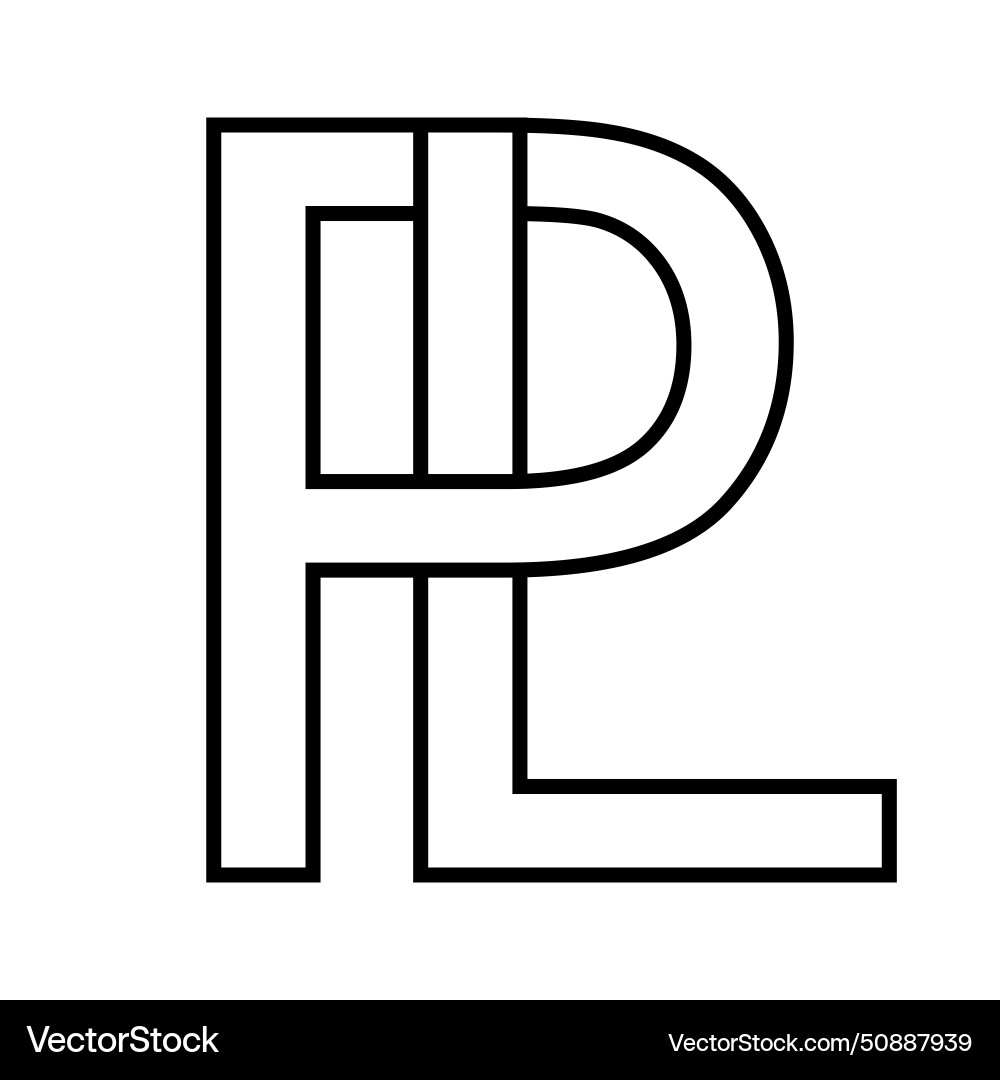 Logo sign pl lp icon double letters logotype p l Vector Image