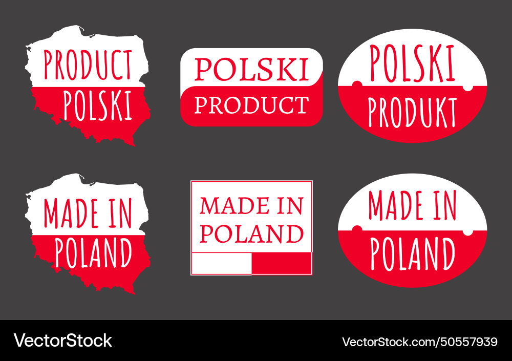 Made in poland set sticker label logo Royalty Free Vector