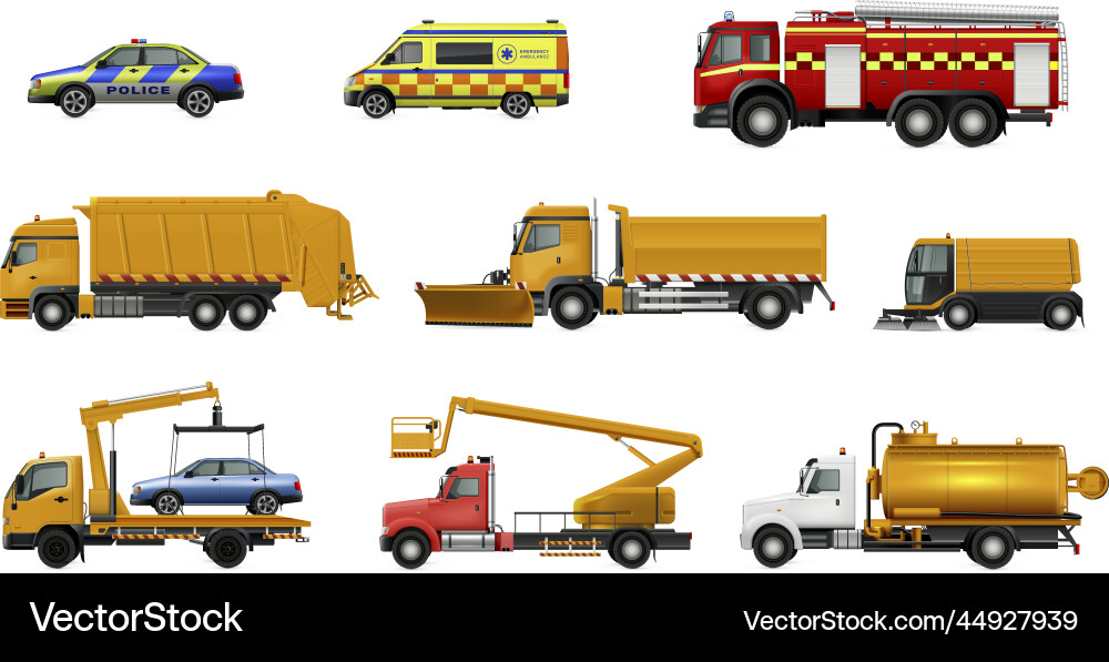 Municipal vehicles set Royalty Free Vector Image