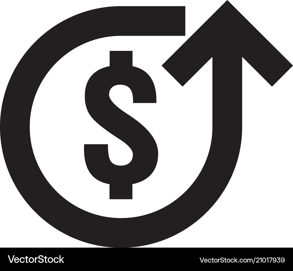 Rising Dollar Increase Icon Royalty Free Vector Image