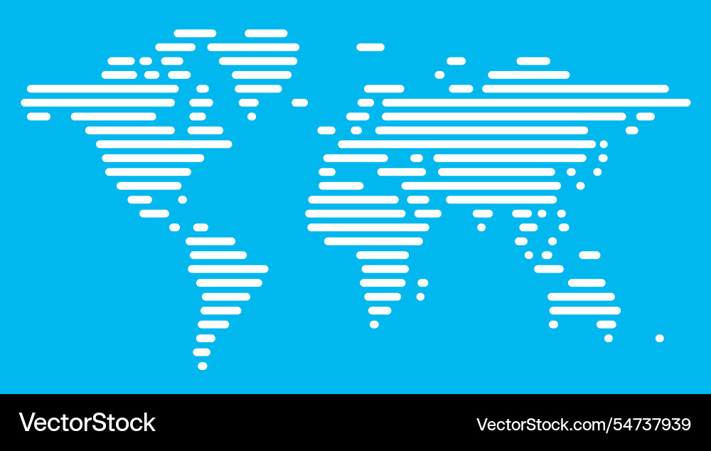 Simple horizontal line map of the world Royalty Free Vector
