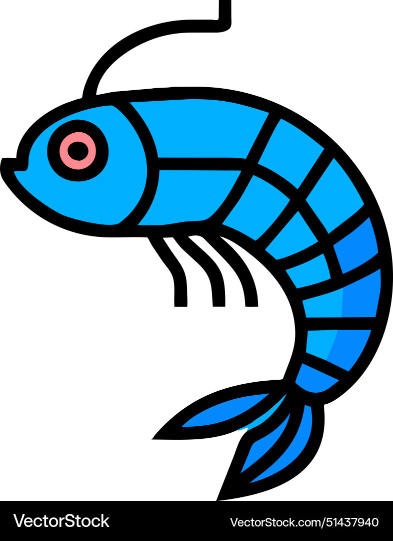 Amano shrimp prawn blue icon Royalty Free Vector Image