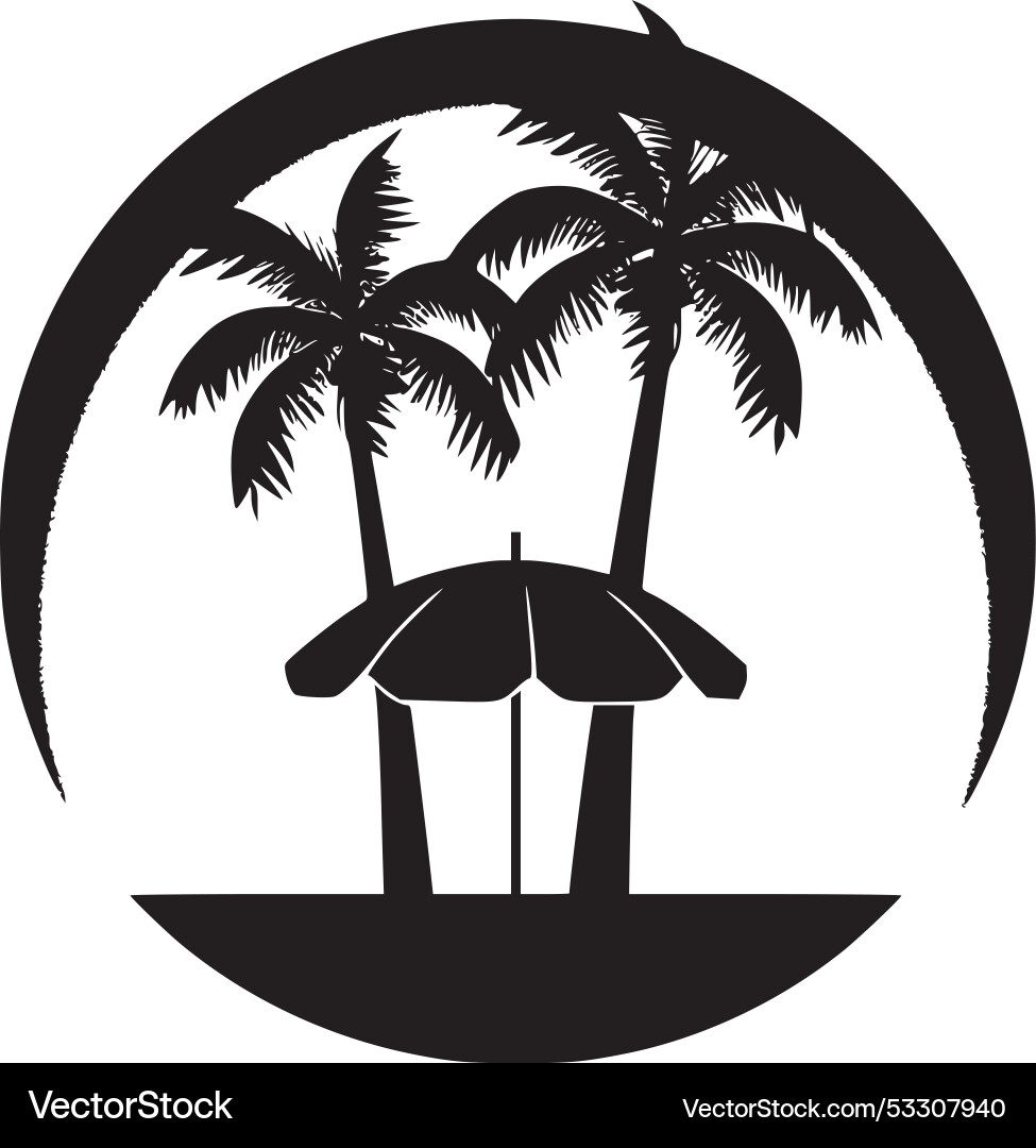 Beach - black and white Royalty Free Vector Image
