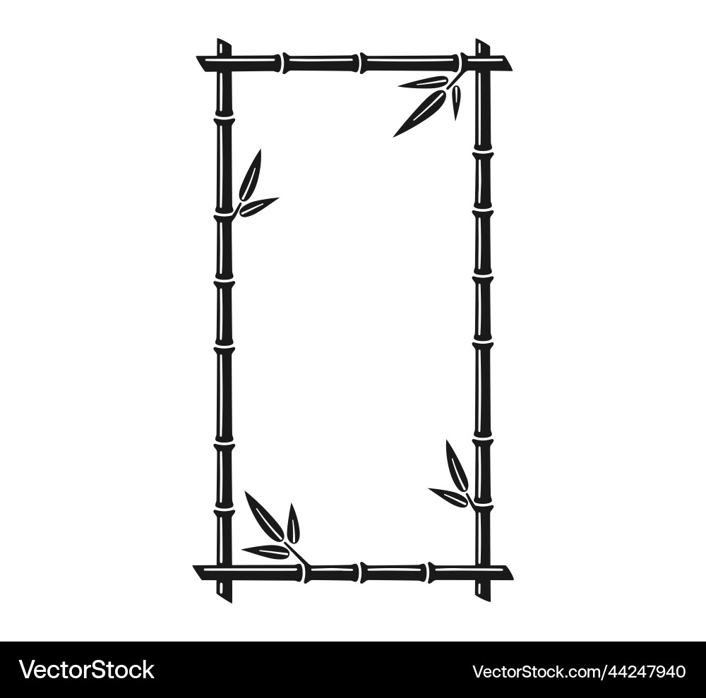 Black bamboo stalk rectangle frame vertical Vector Image