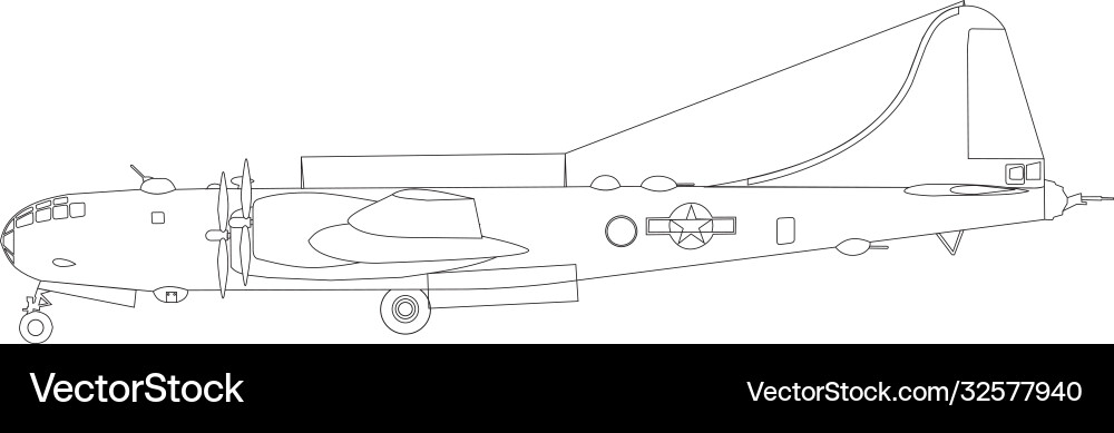Boing b-29 superfortress side Royalty Free Vector Image