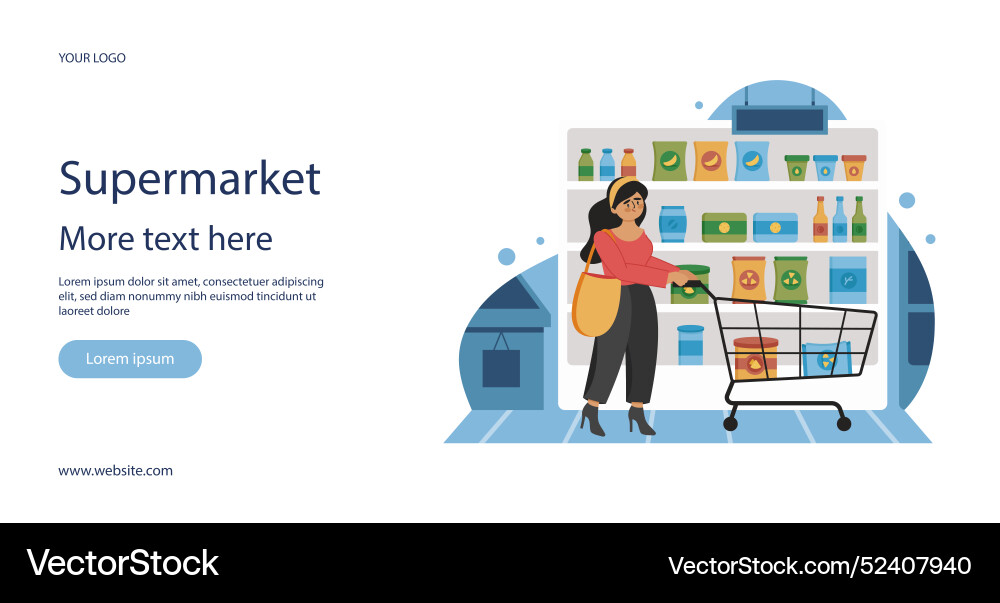 Flat design supermarketfacebook ad Royalty Free Vector Image