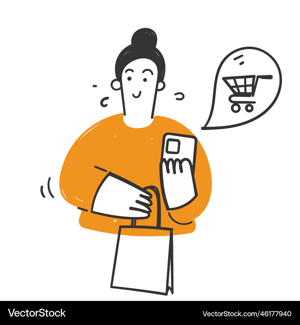 Hand drawn doodle person purchase order from Vector Image