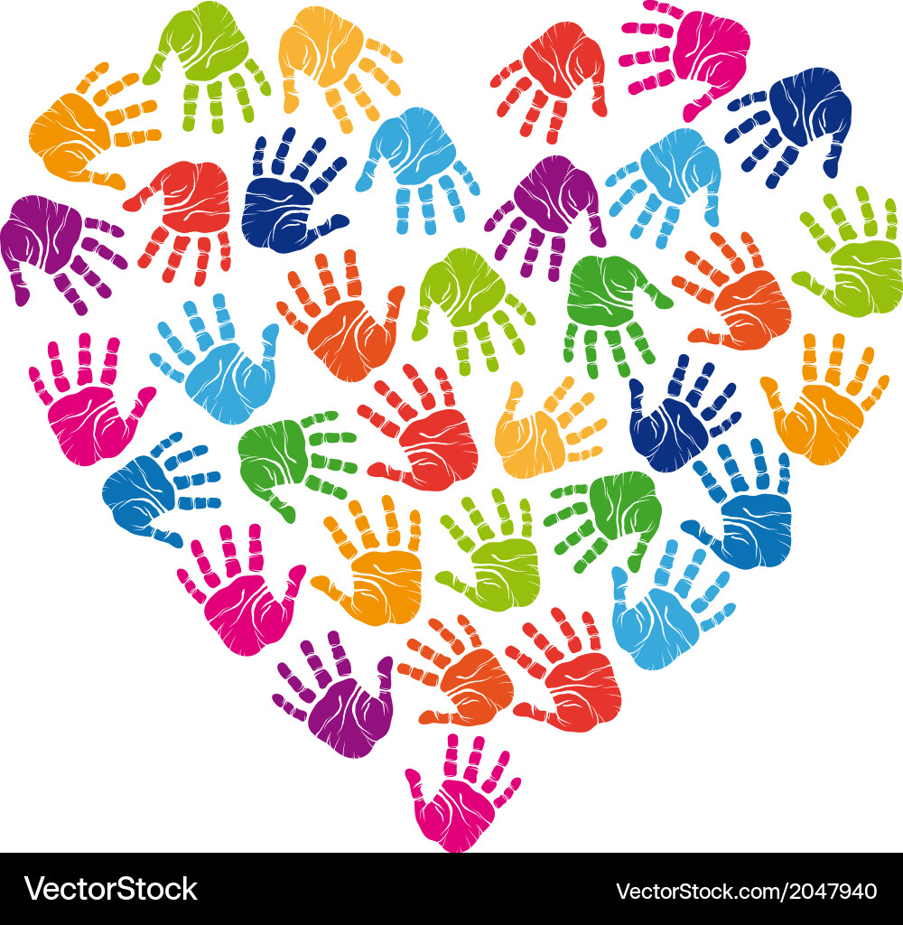 Hand print heart Royalty Free Vector Image - VectorStock