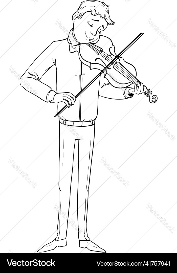 Cartoon musician playing violin Royalty Free Vector Image