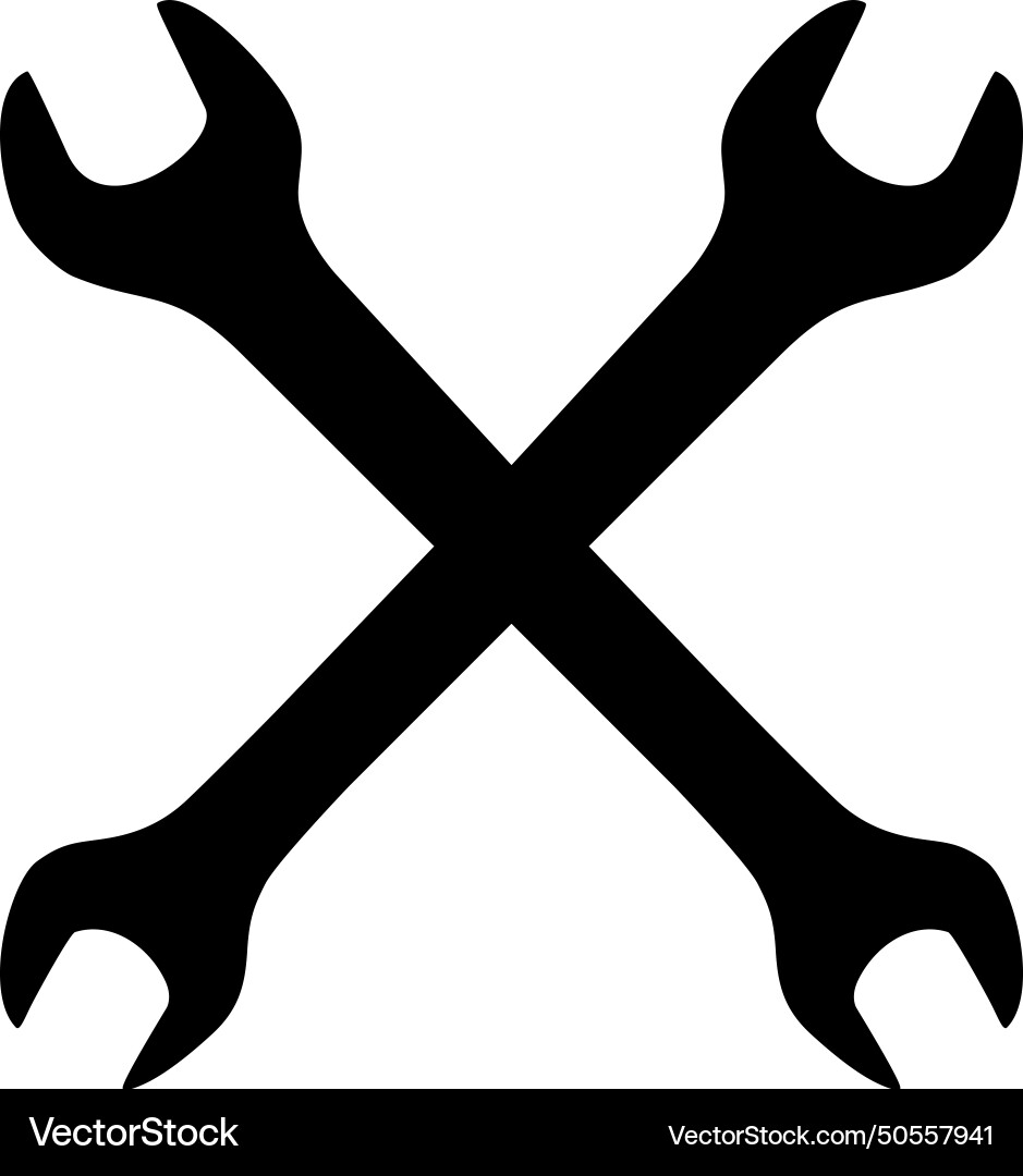 Crossed wrenches icon in flat style Royalty Free Vector