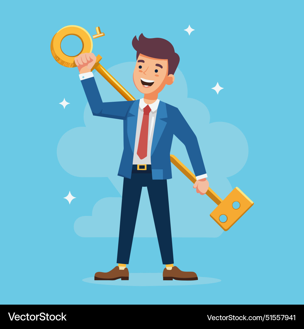 Golden key to unlock solve business problem Vector Image