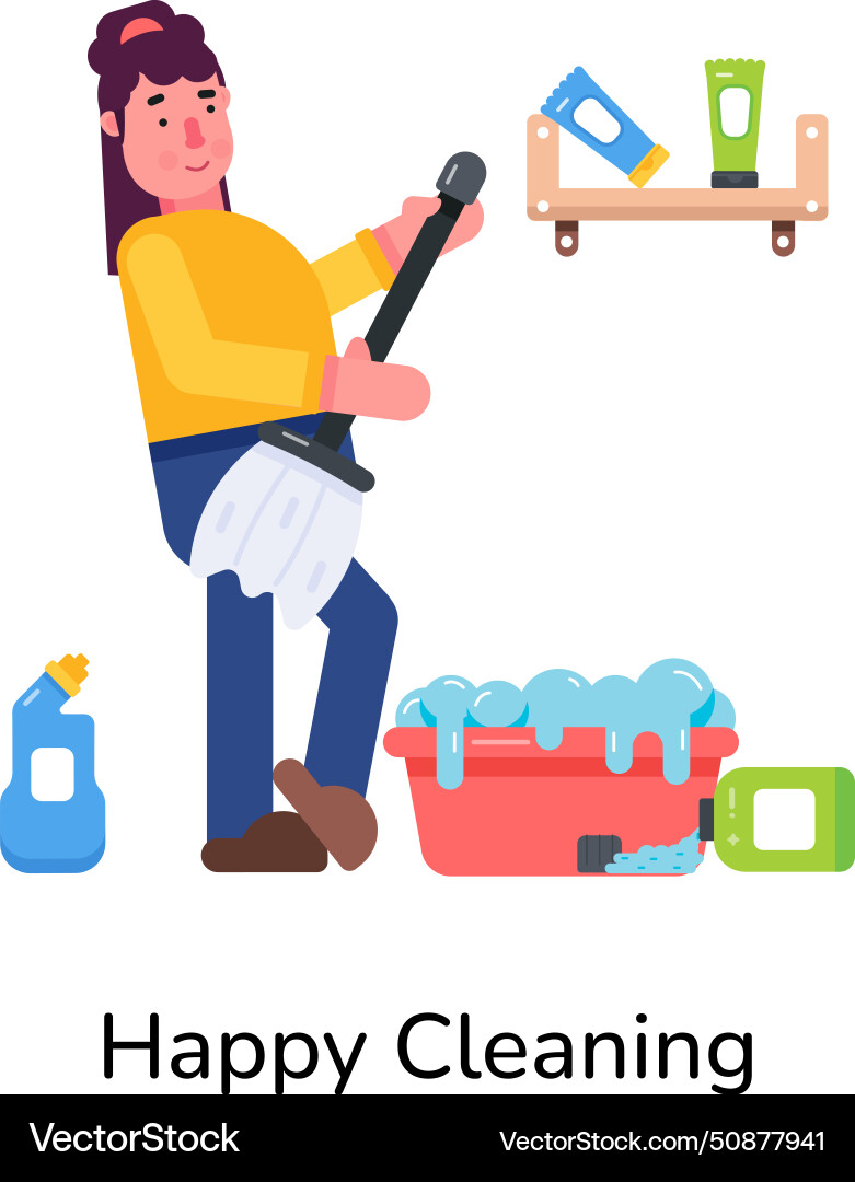 Happy cleaning Royalty Free Vector Image - VectorStock