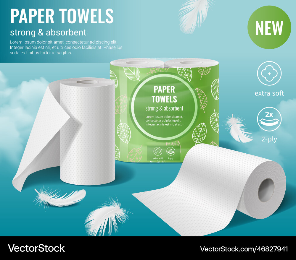 Paper towels advertising background Royalty Free Vector