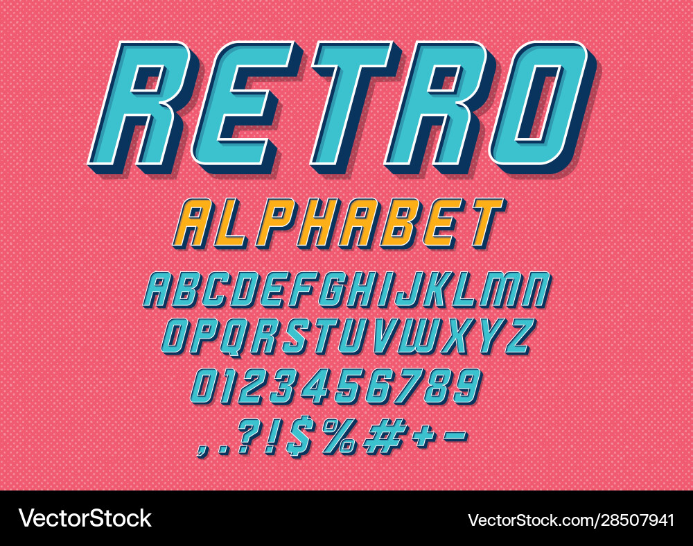 Retro font Royalty Free Vector Image - VectorStock