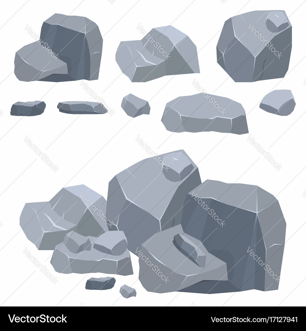 Rocks stones collection different boulders Vector Image