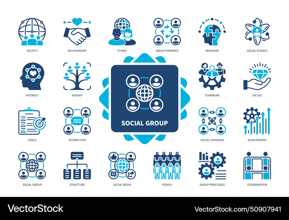 Social group solid icon set Royalty Free Vector Image