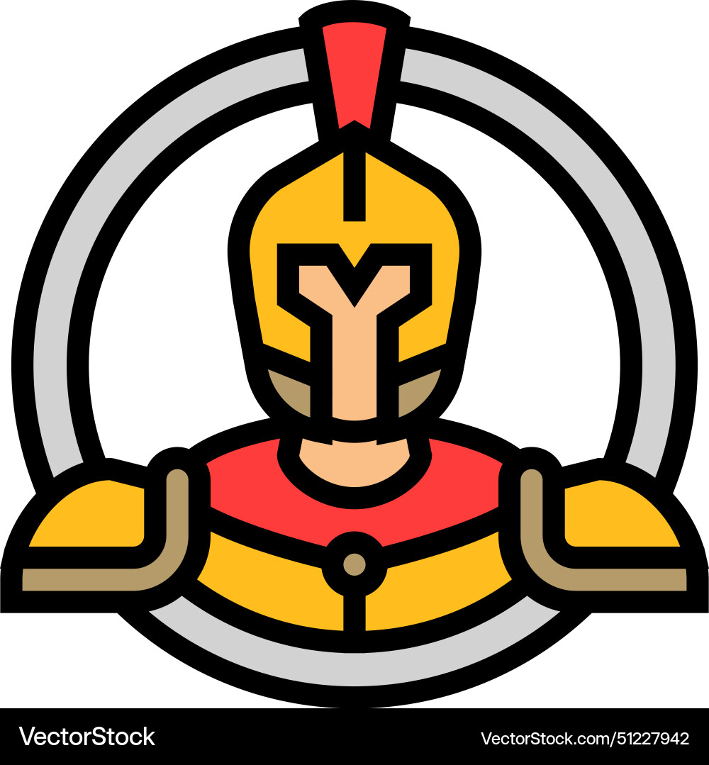 Badge sparta warrior color icon Royalty Free Vector Image