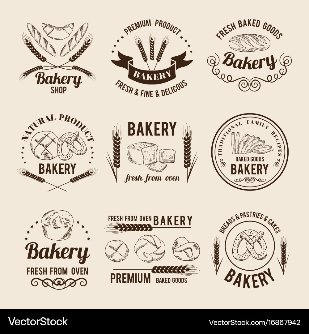 Bakery Stamp & Label Set Royalty Free Vector Image