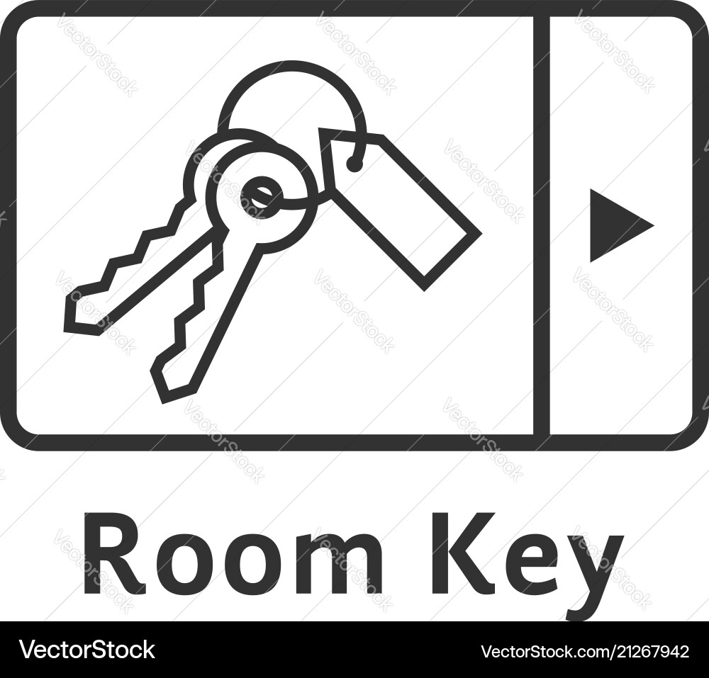 Black thin line digital room key logo Royalty Free Vector