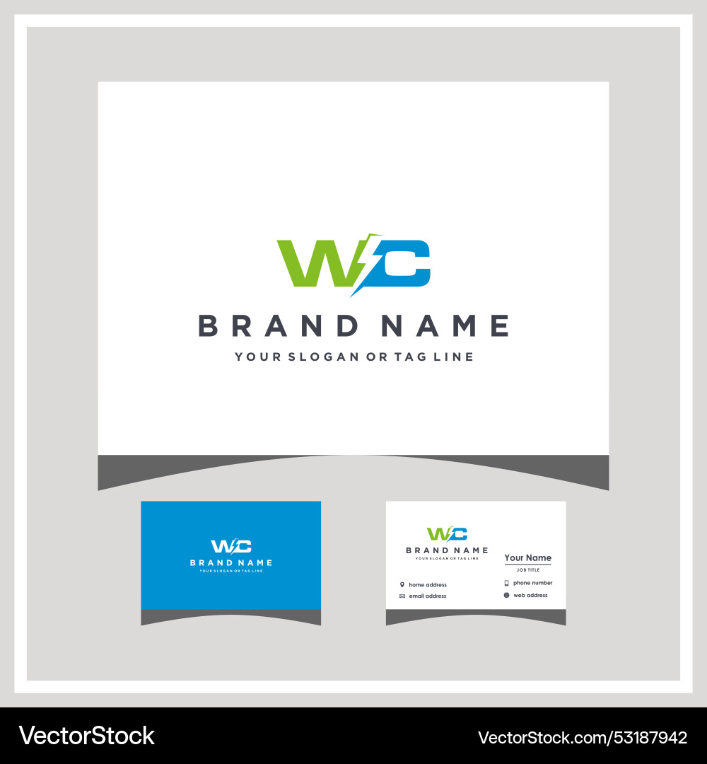 Creative letter wc electric logo design Royalty Free Vector