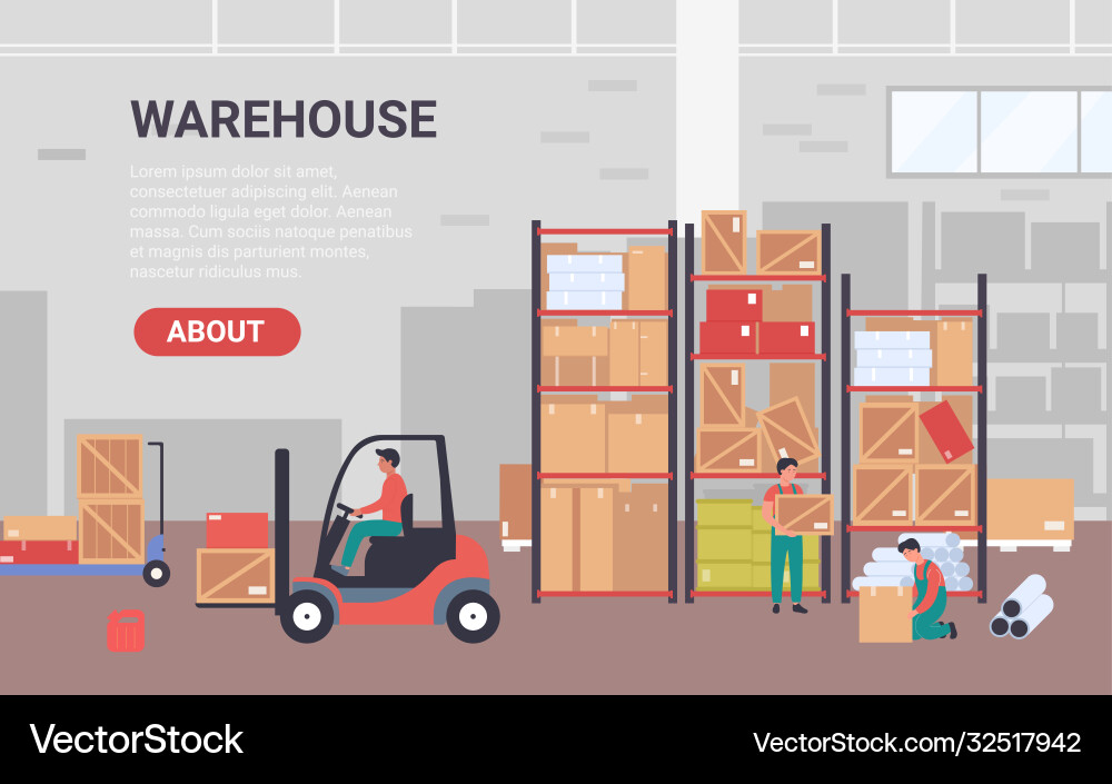 People work in warehouse Royalty Free Vector Image