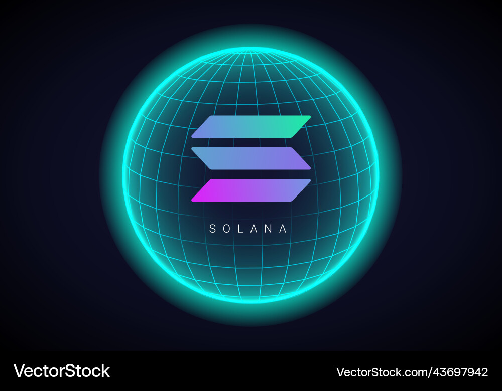 Solana Logo Münze Ikone isoliert Lizenzfreies Vektorbild