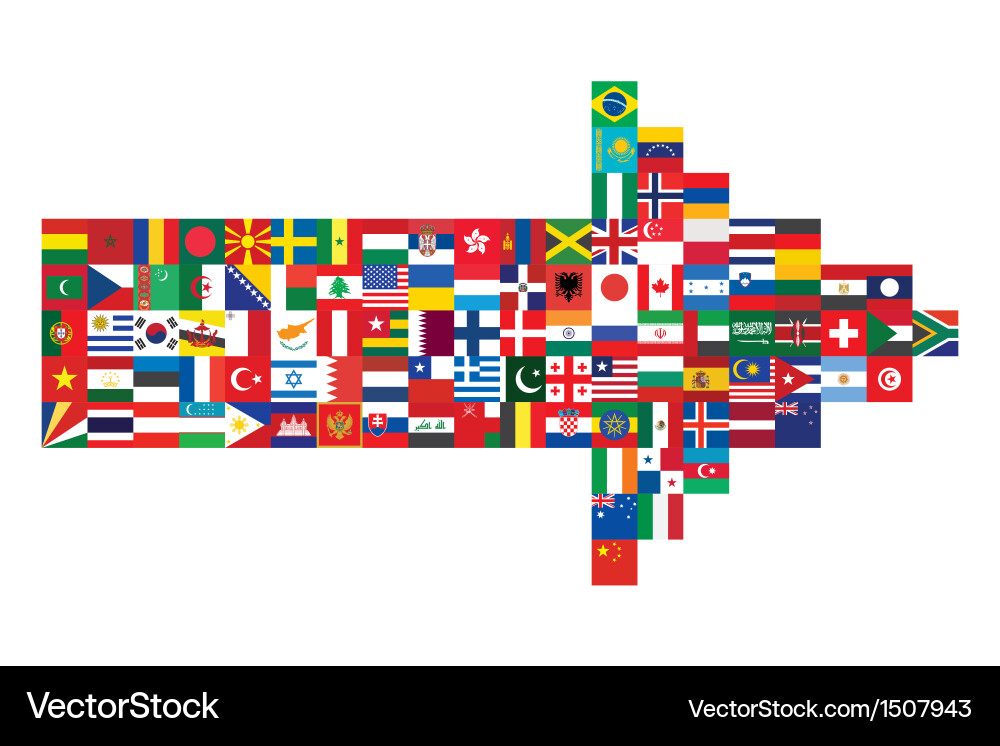 Arrow made of flag icons Royalty Free Vector Image