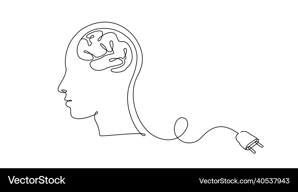 Continuous one line drawing of head person Vector Image