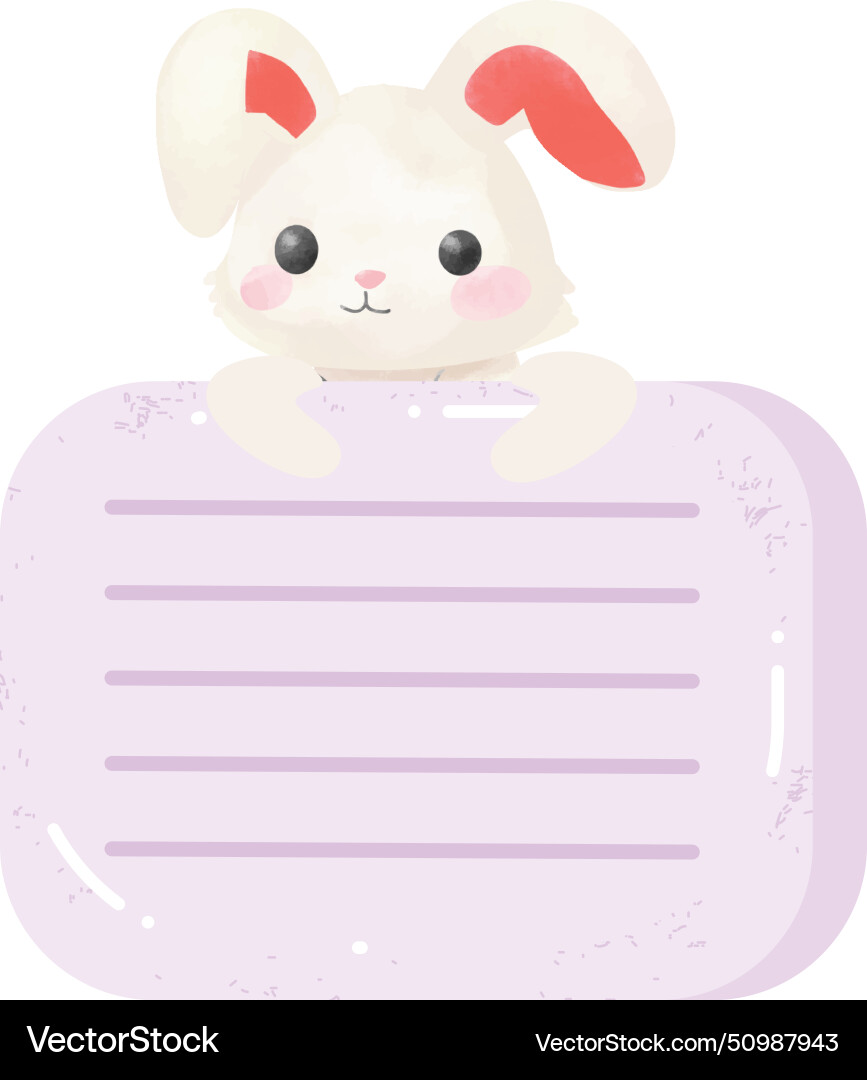 Cute rabbit with purple paper notes for short mess